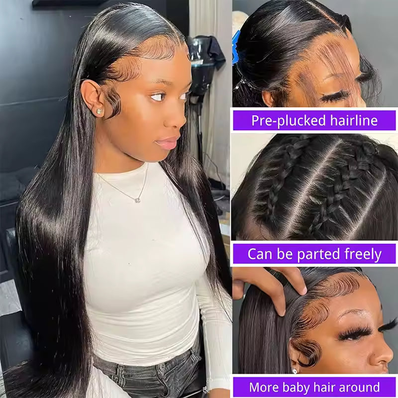 100% Malaysia Human Hair 13x6 and 13x4 Bone Straight Lace Front Wigs 3 – Crowned Luxe